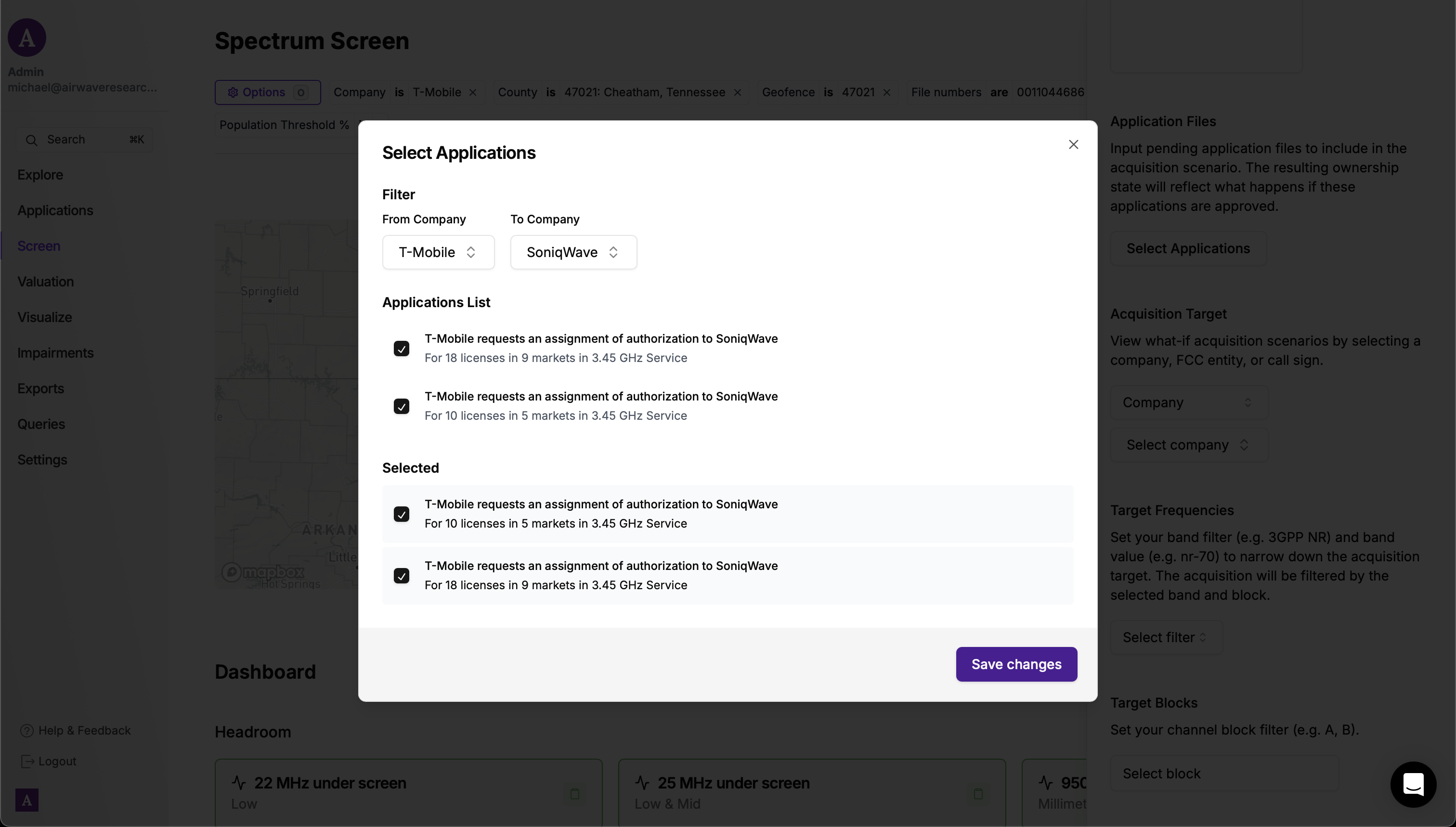 Look into the Future: Apply Pending Applications to Spectrum Screens
